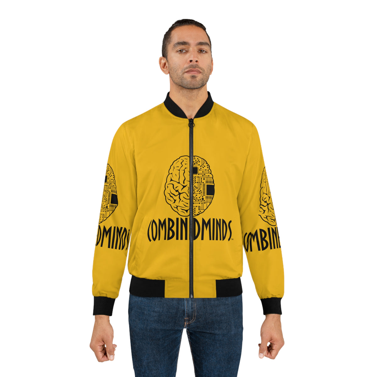 CombinedMinds Bomber Jacket - Yellow/Black Logo – CombinedMinds Apparel